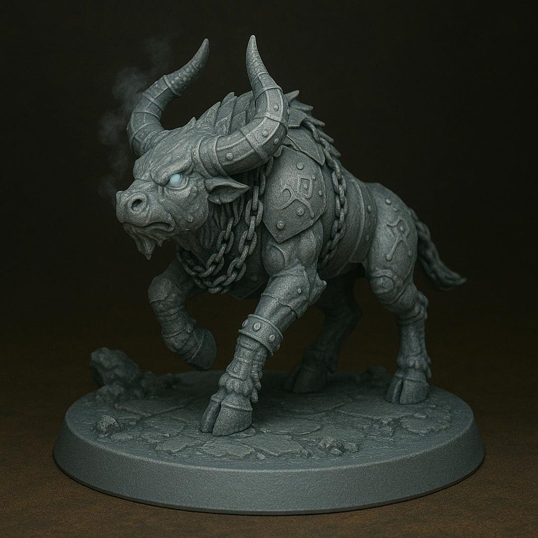 Armoured Bull DND Figurine STL File - Etsy