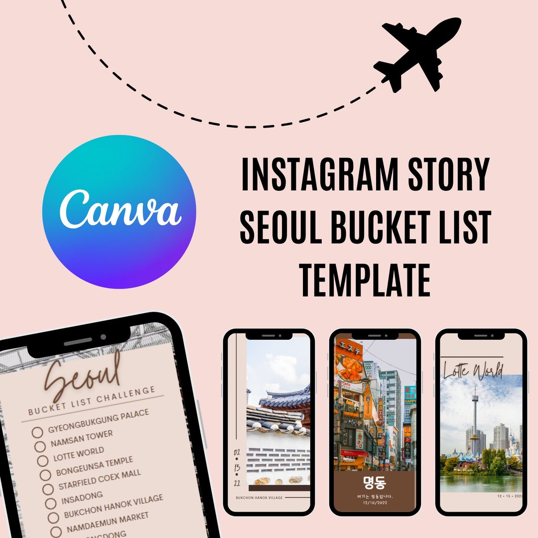Seoul Bucket List Instagram Story Template | Travel Blogger Canva ...