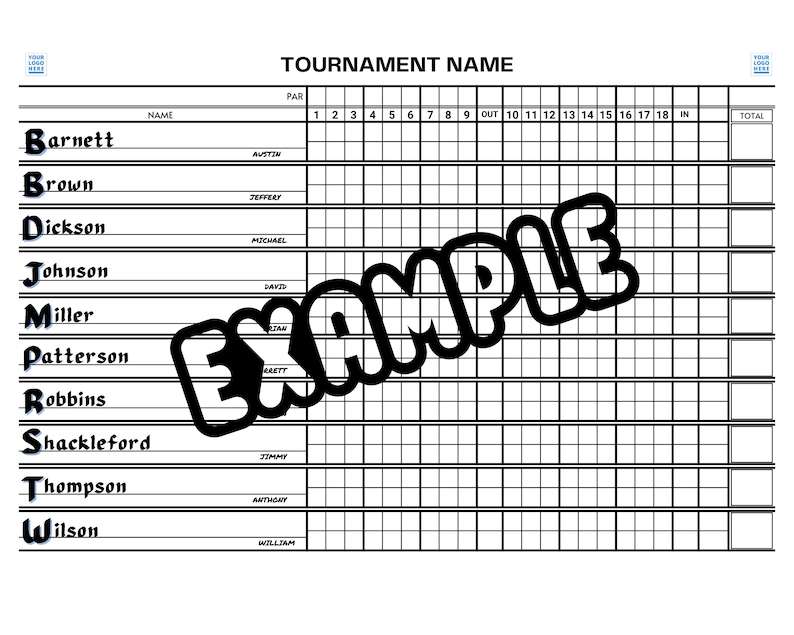 Editable Golf Scoreboard Templates: Tournament Scoresheets ...