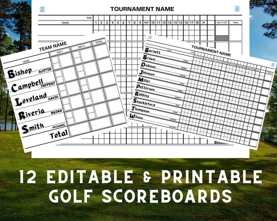 Editable Golf Scoreboard Templates: Tournament Scoresheets ...