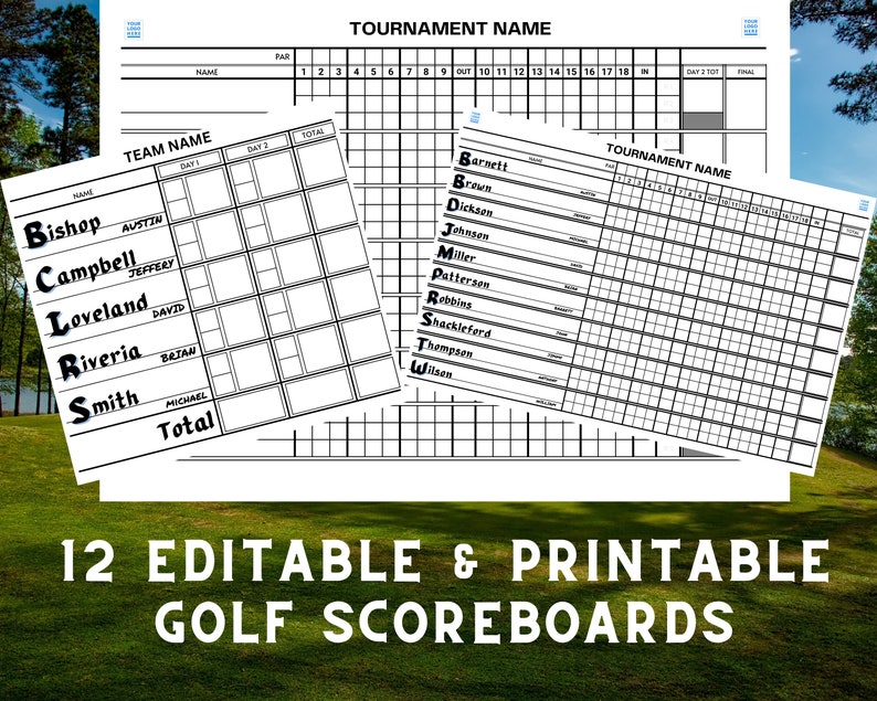 Editable Golf Scoreboard Templates: Tournament Scoresheets ...
