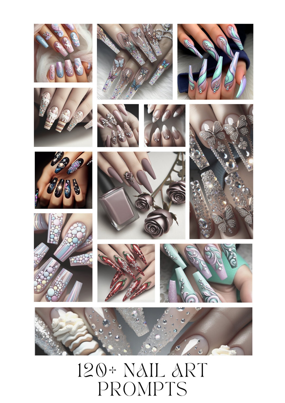 150+ Acrylic Nail Art PROMPTS - Etsy