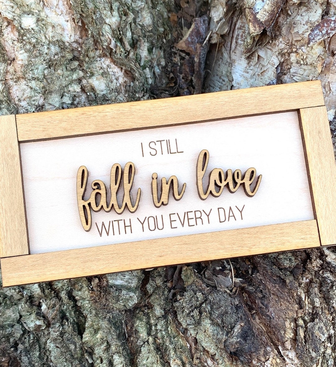 Fall in Love Sign, Wood Sign, Valentines Day Gift, Wedding Gift ...