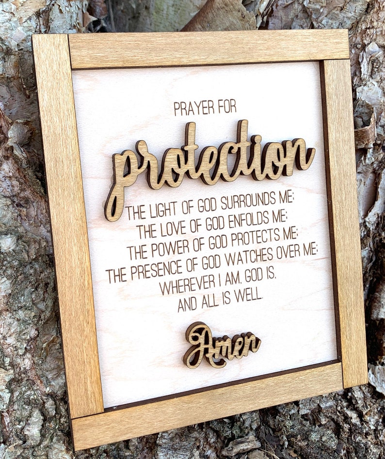 Prayer for Protection Sign, Wood Sign, Laser Engraved Sign, Tiered Tray ...