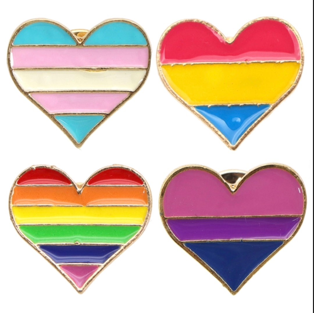 LQBTQ Heart Pin Heart Pin Enamel Pin Rainbow Heart Pin - Etsy UK