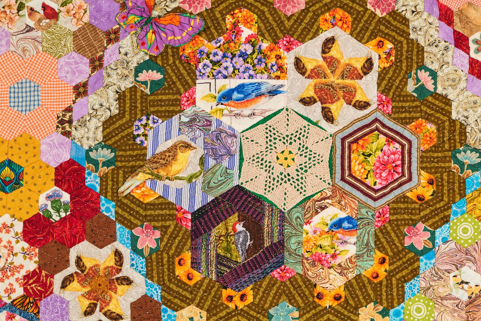 Quilt 93 X 82 English Paper Pieced and Quilted by Hand From the Image I ...