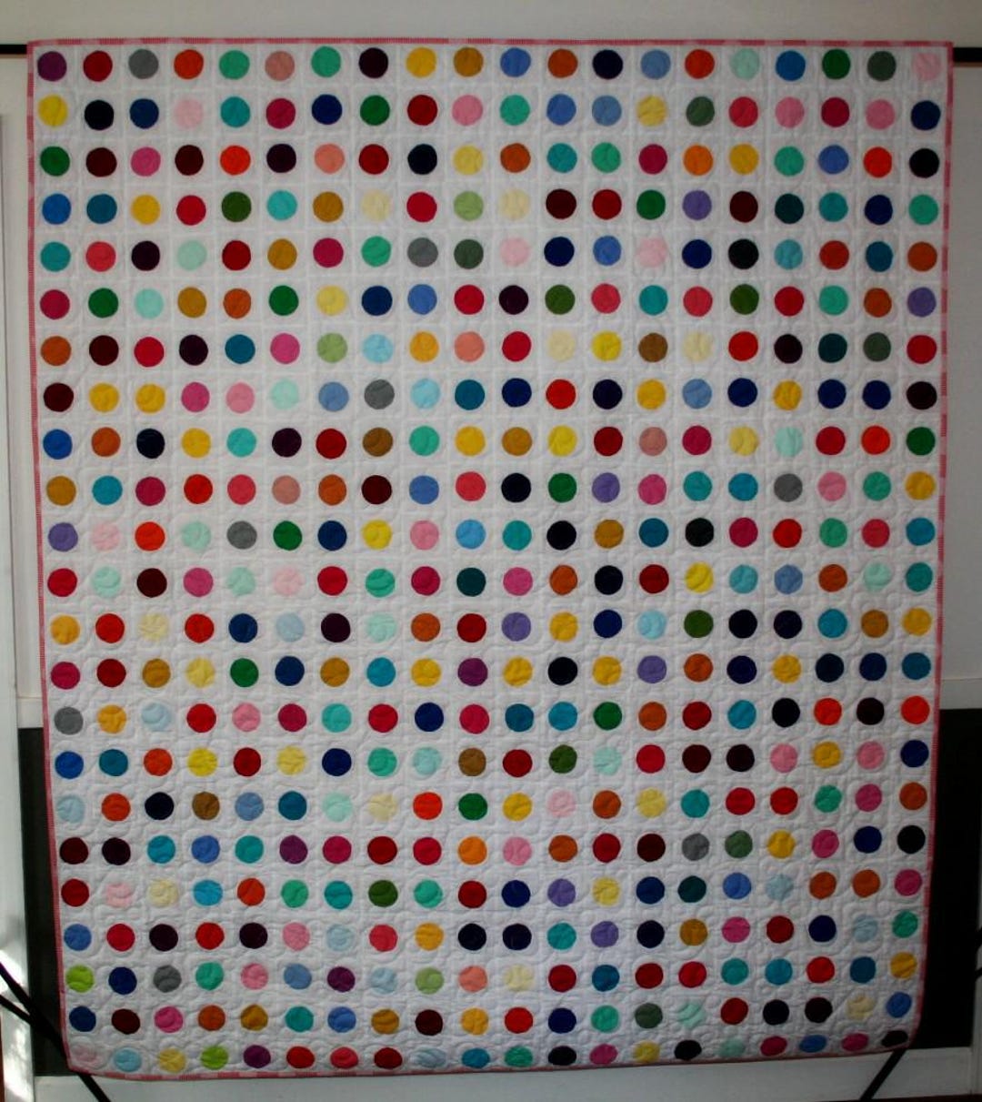 Quilt 68" X 80" Circles on White. Made by Wilma Cogliantry - Etsy