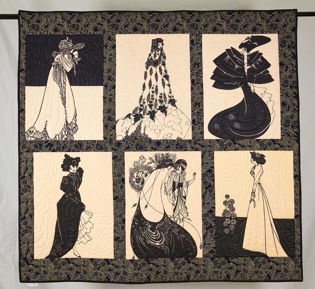 Aubrey Beardsley Quilt 1960 51" X 51" With Japanese Borders Panels Made ...