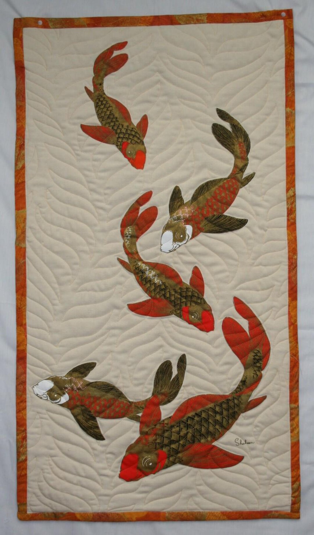 Alfred Hawaii Quilt 1955 Carp Koi Wall Hanging 22 X 40 - Etsy