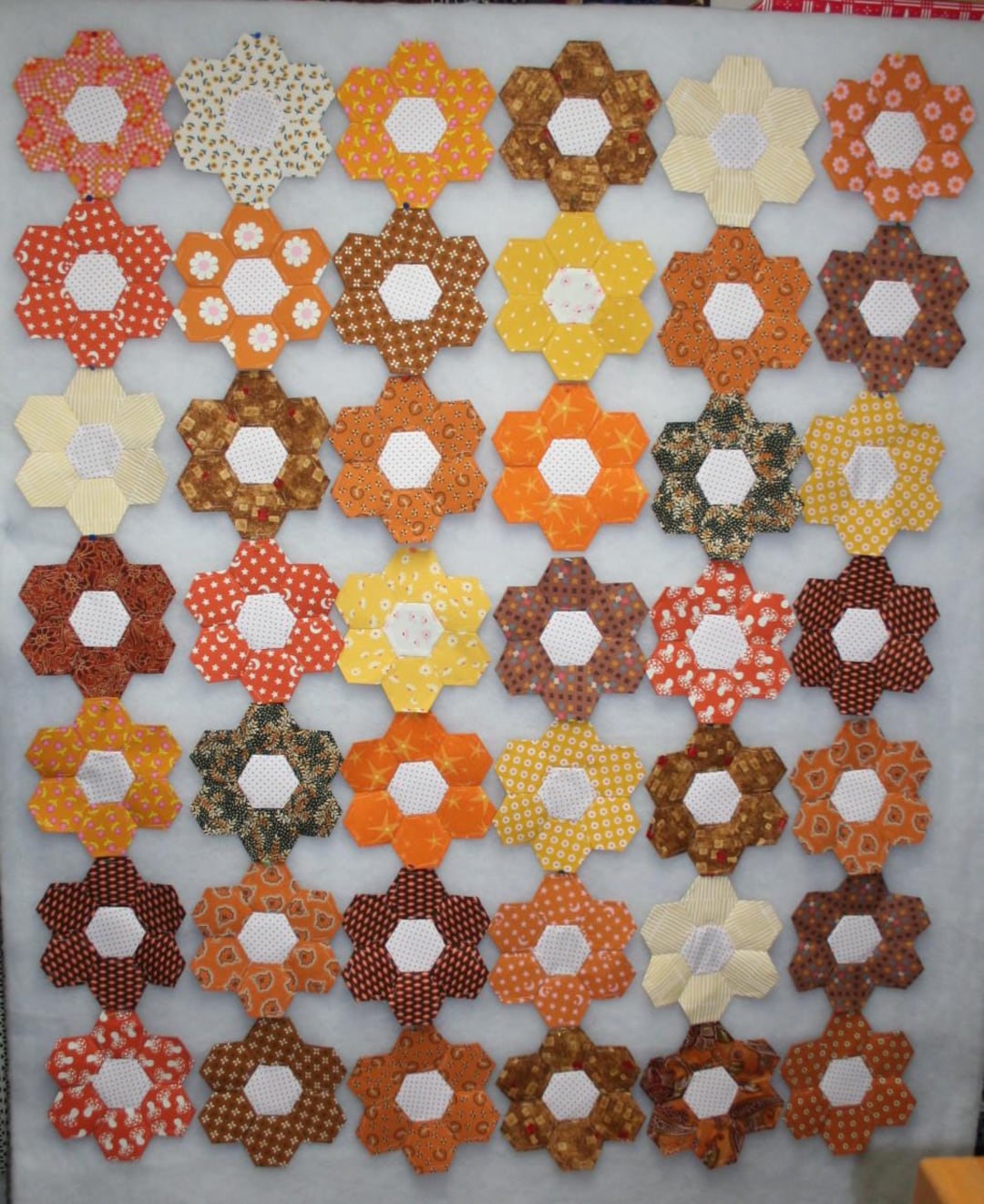 Hexagon Blocks Forty-two 1 5/8" Block Equals 8 1/4" Across X 8 1/2 ...