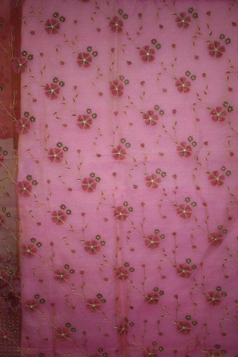 Fabric Silk Shear With Gold Embroidery 45" X 94" Simply Beautiful! - Etsy