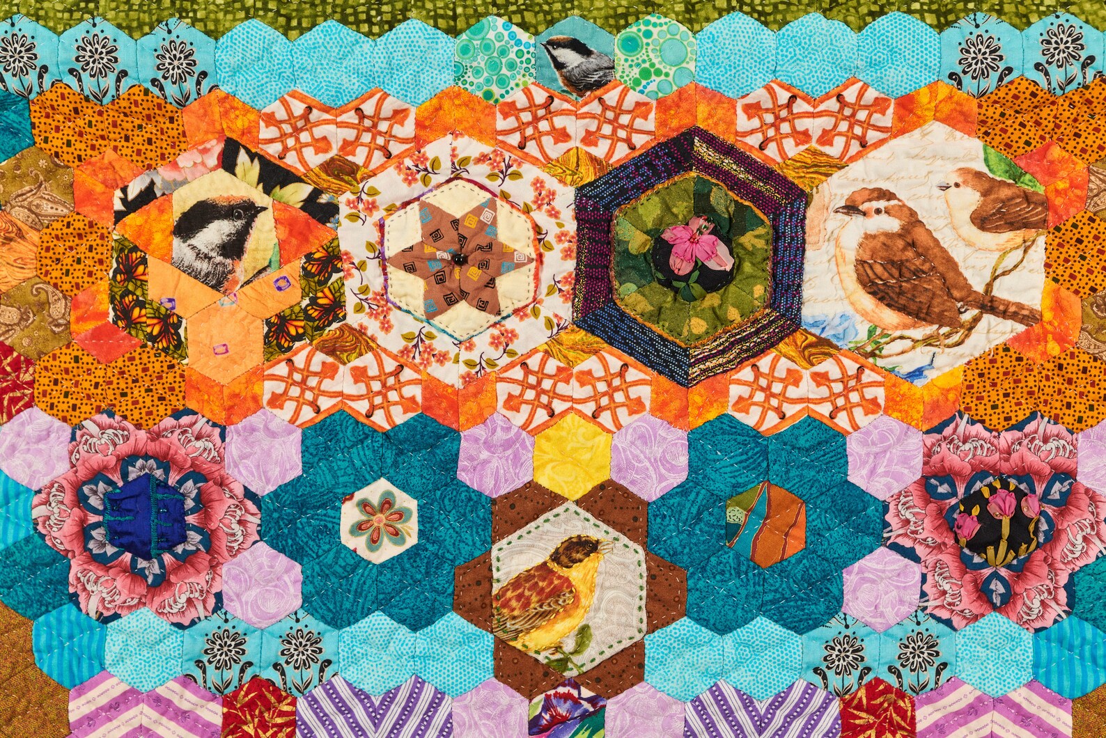 Quilt 93 X 82 English Paper Pieced and Quilted by Hand From the Image I ...