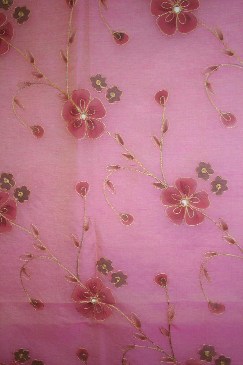 Fabric Silk Shear With Gold Embroidery 45" X 94" Simply Beautiful! - Etsy