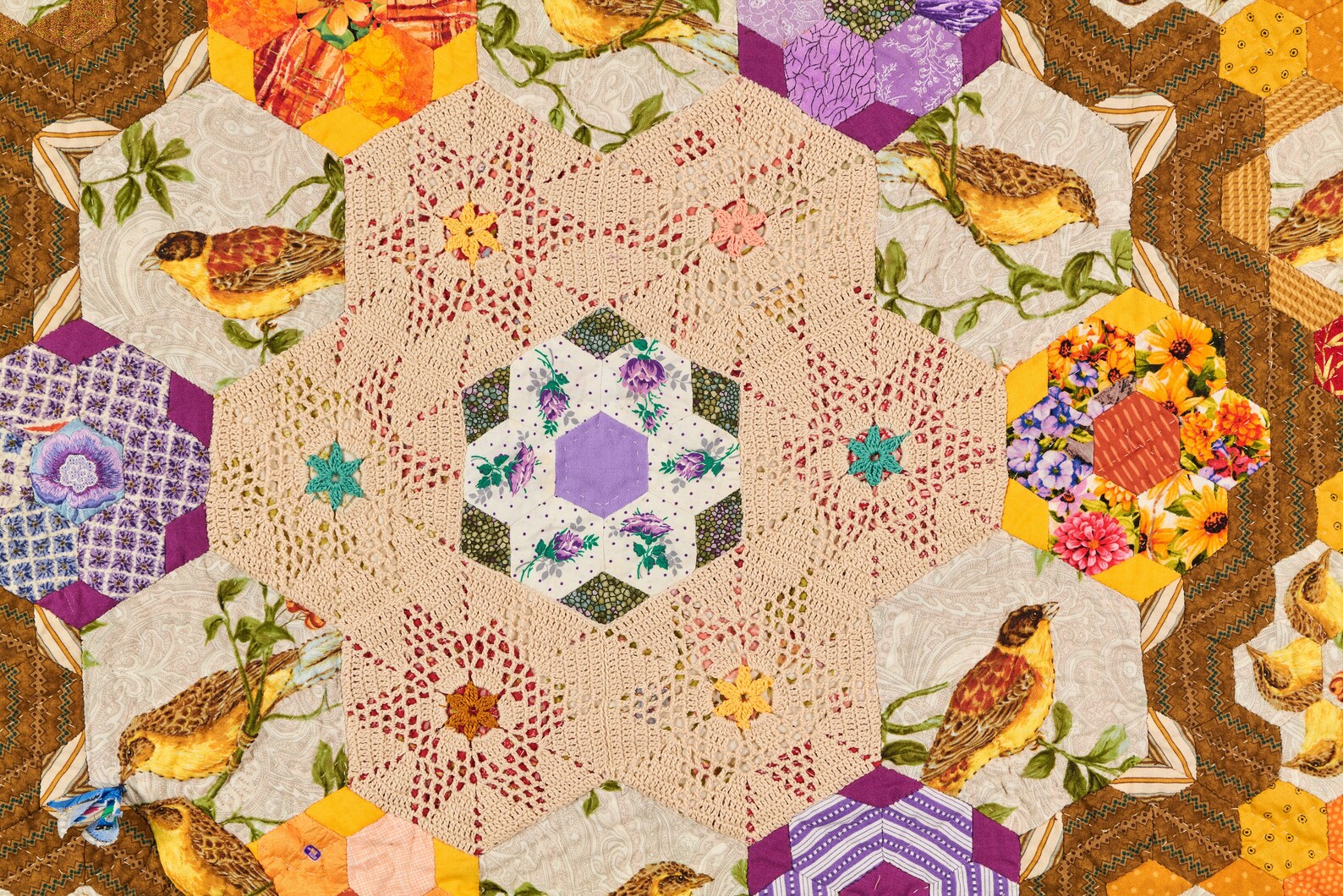 Quilt 93 X 82 English Paper Pieced and Quilted by Hand From the Image I ...