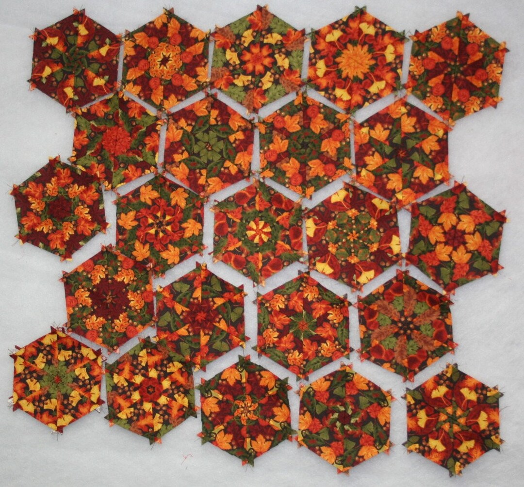 Quilt Blocks 70 Hexagon Stack 'N Whack Quilt 4 1/2 Across Center 70 ...