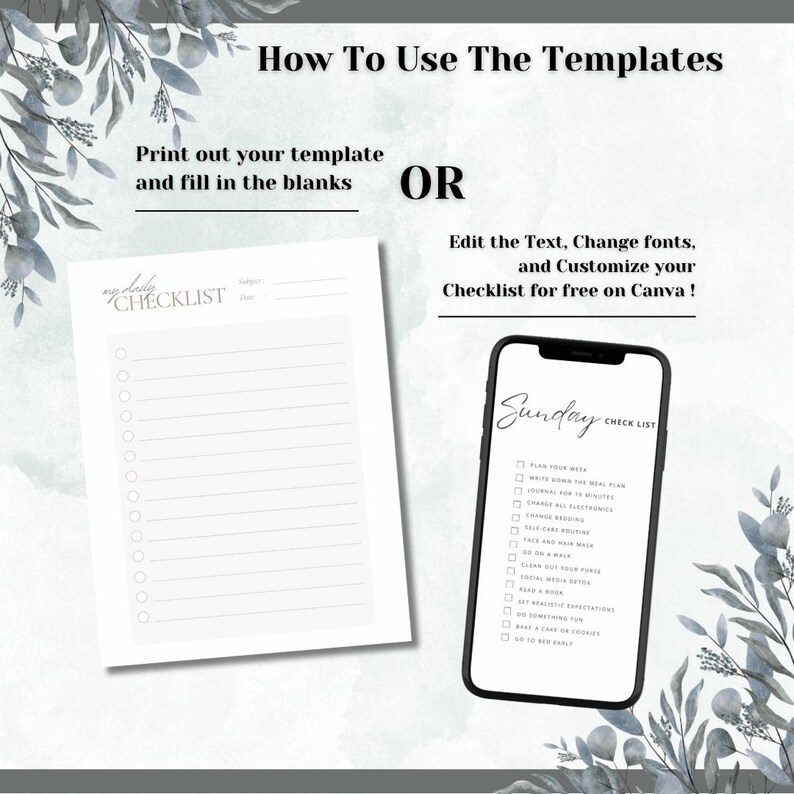 Printable, Wellness Checklist Women, Daily Cleaning Checklist, Editable ...