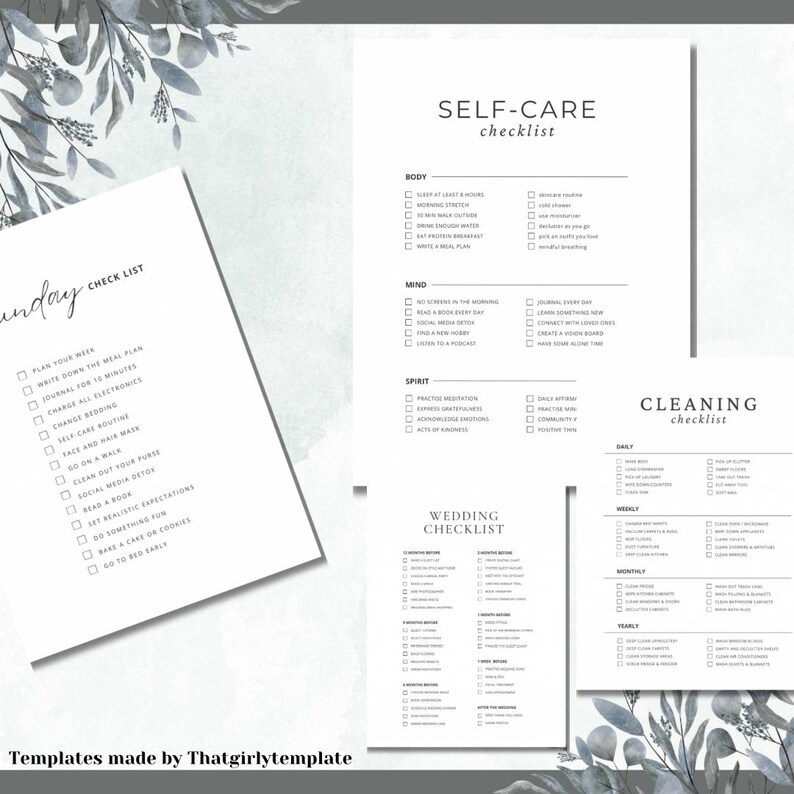 Printable, Wellness Checklist Women, Daily Cleaning Checklist, Editable ...