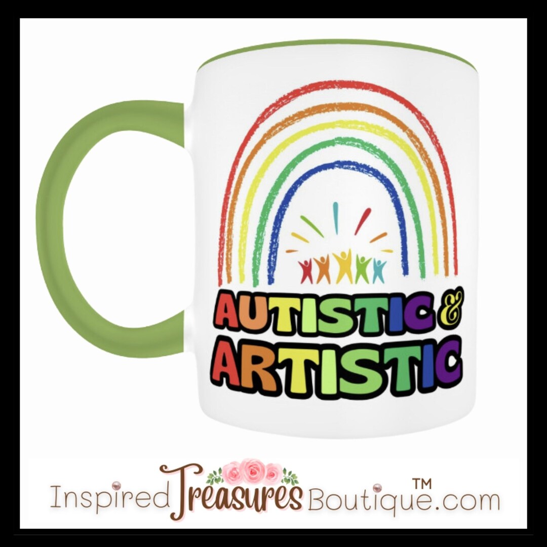 Autism Coffee Mug Autistic & Artistic Two Color Gift for Special Needs ...