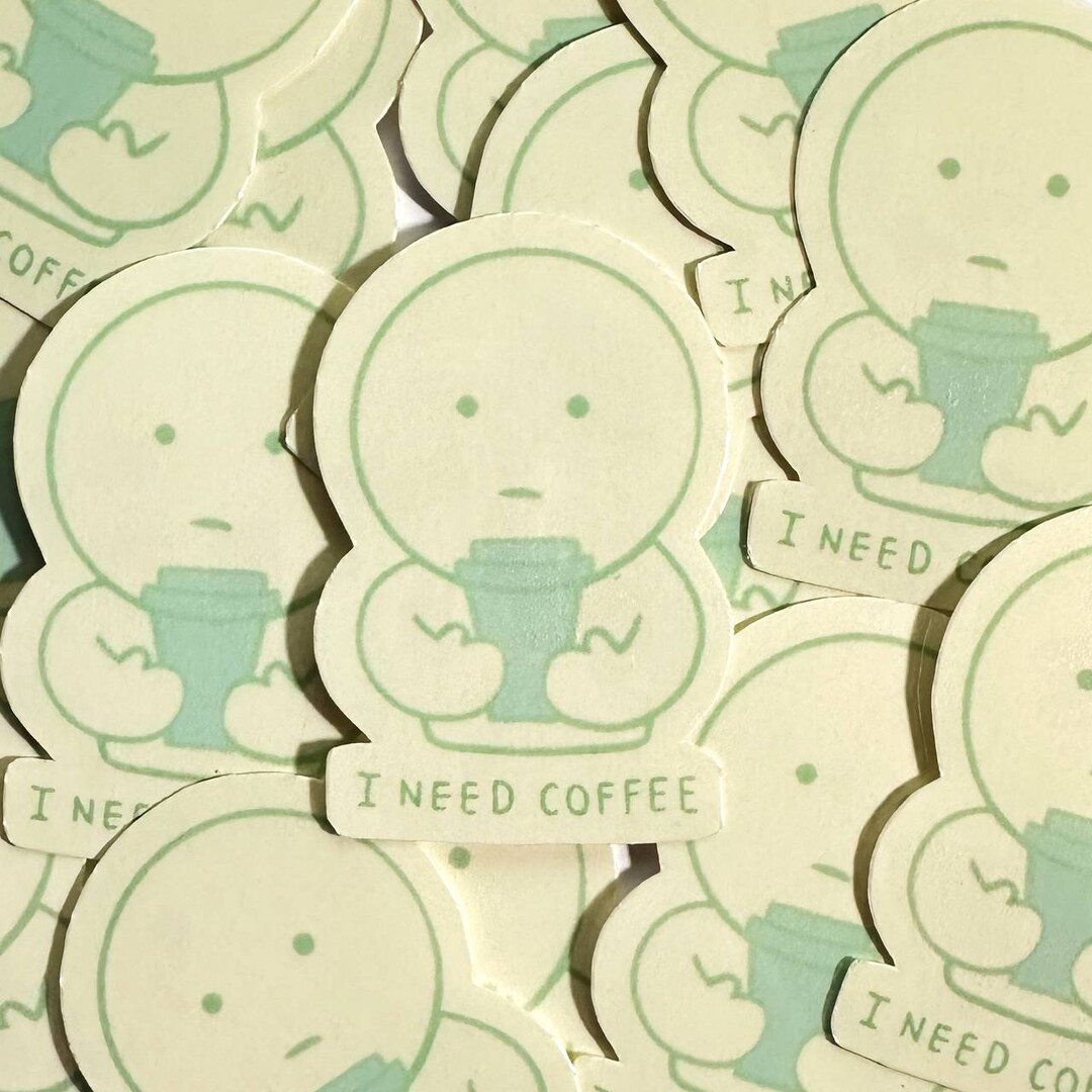 SMISKI Need Coffee Sticker, Waterbottle Sticker, Cute Blindbox, Book ...