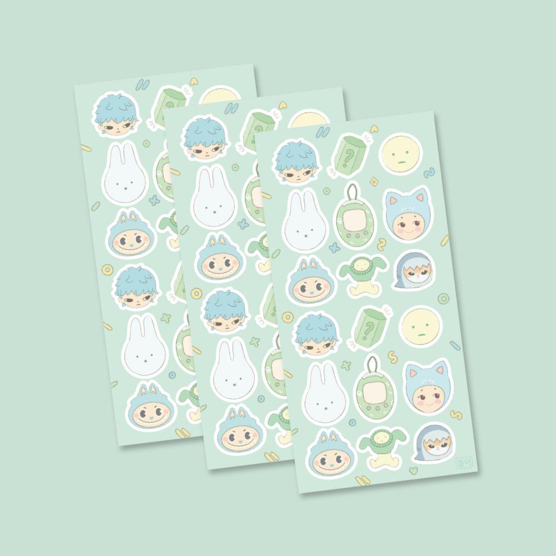 Gacha Box Sticker Sheet Vinyl Waterproof Stickers for Journals ...