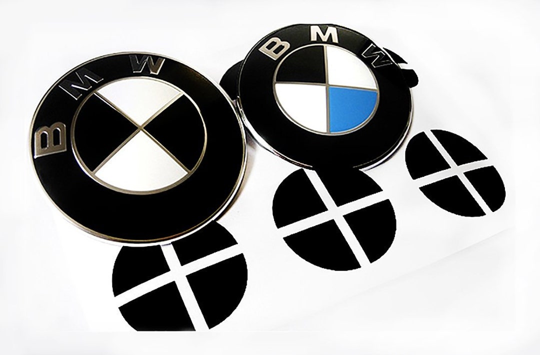 Matte Black BMW Emblem Sticker Overlay Decal Vinyl Logo Badge Roundel ...
