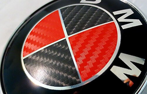 Black & Red Carbon Fiber BMW Emblem Sticker Overlay Decal Vinyl Logo ...