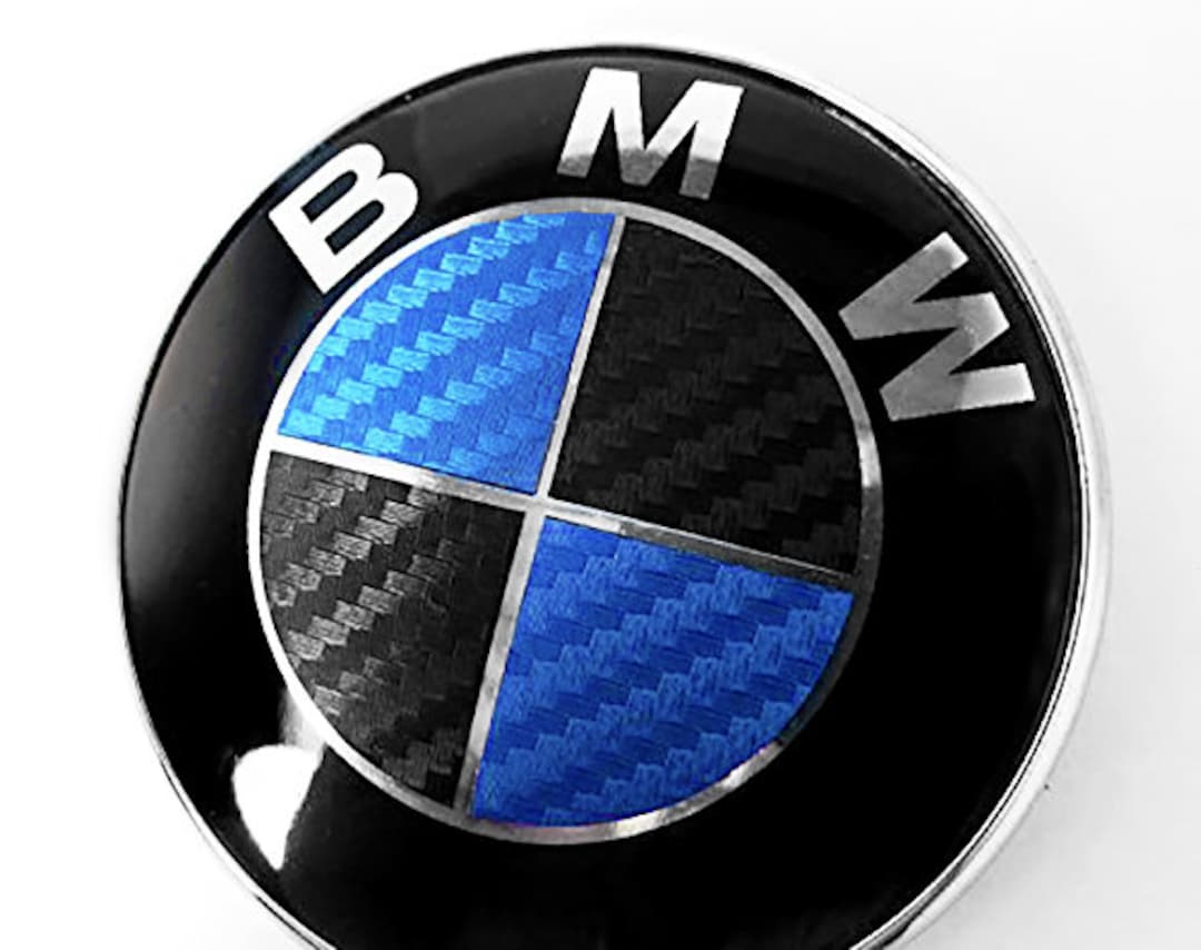 Black and Blue Carbon Fiber BMW Emblem Sticker Overlay Decal Vinyl Logo ...