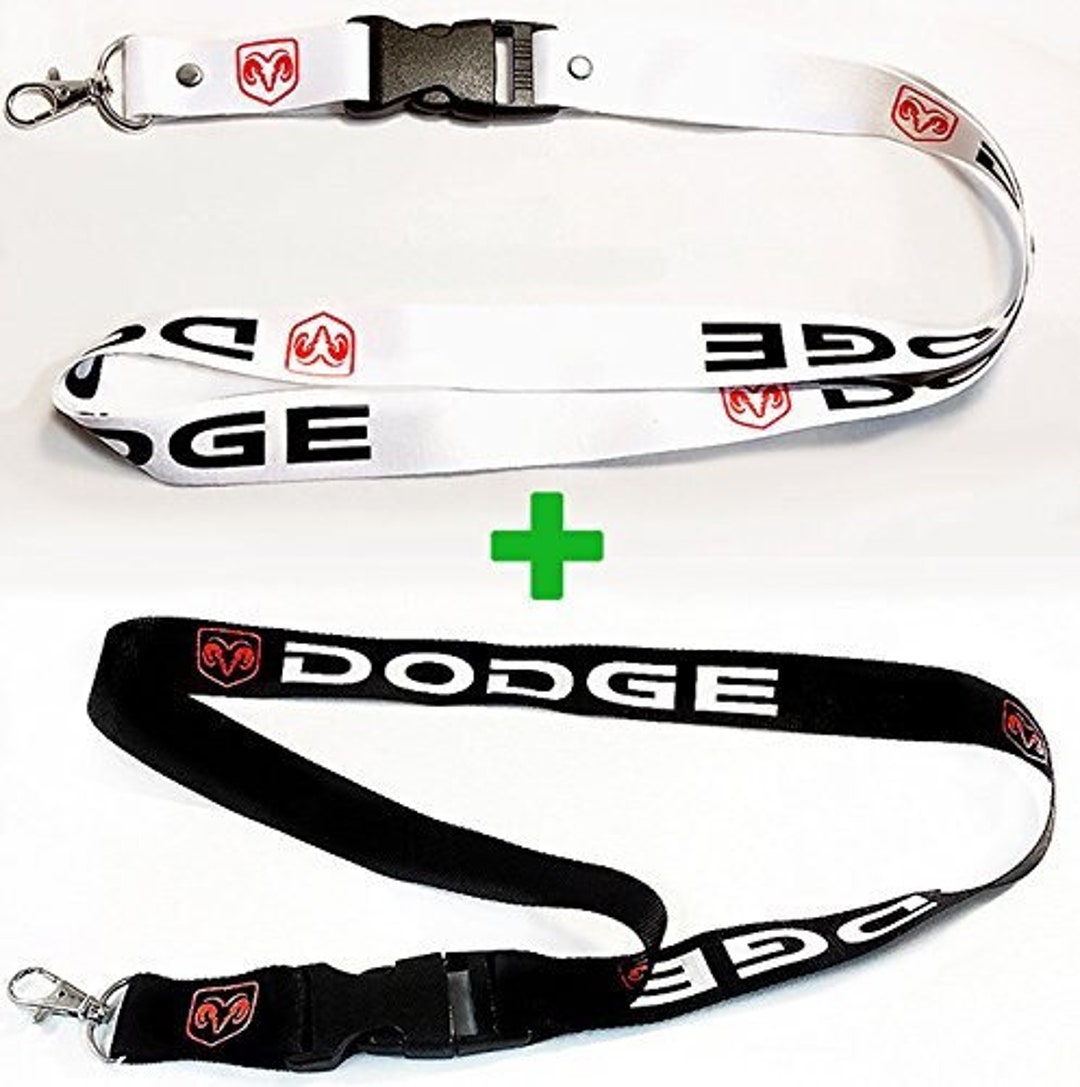 2 Dodge Lanyards 1 White and 1 Black Keychain ID Cellphone Neck Strap ...