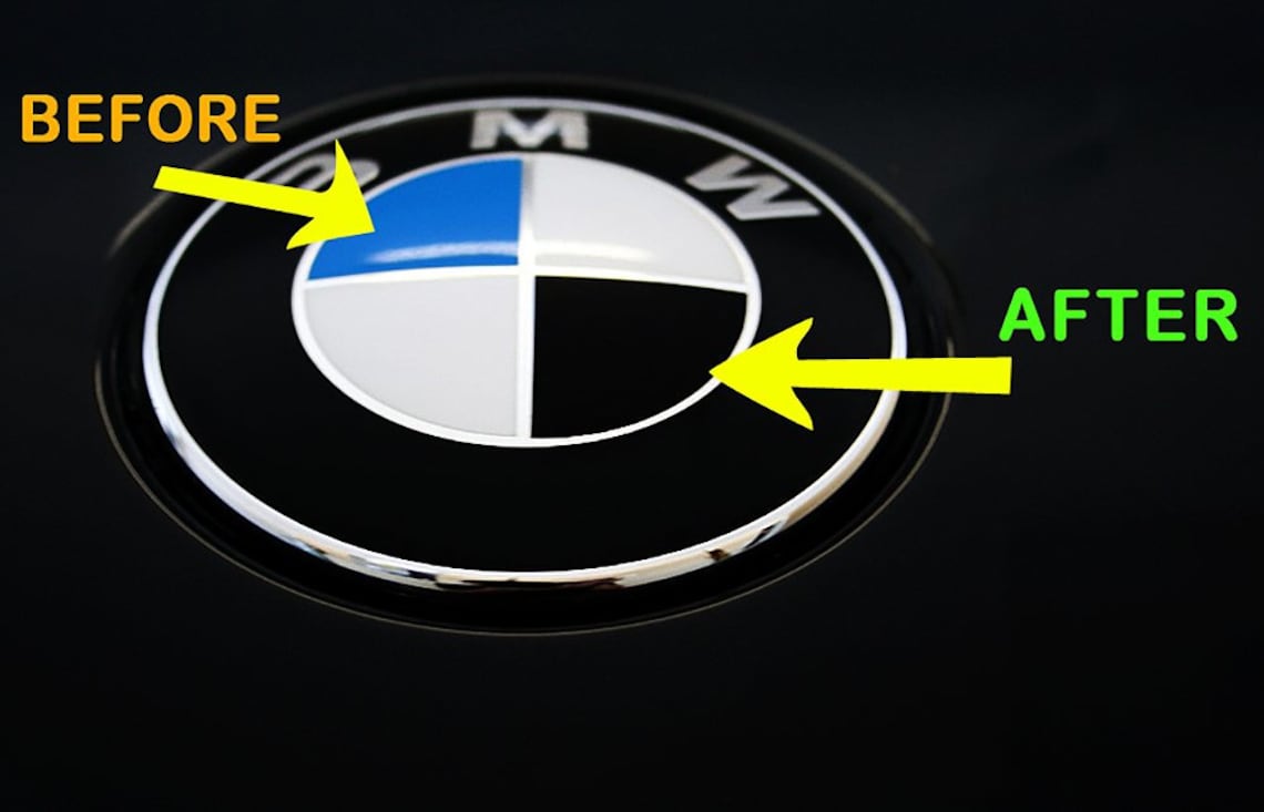 Gloss Black BMW Emblem Sticker Overlay Decal Vinyl Logo Badge Roundel ...