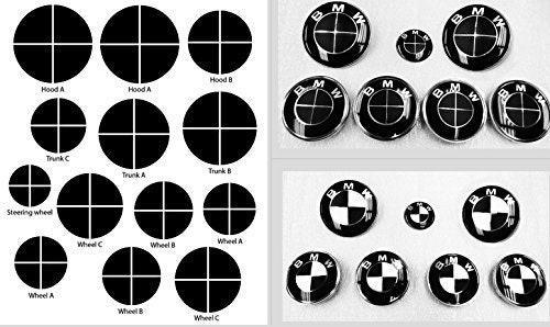 Matte Black BMW Emblem Sticker Overlay Decal Vinyl Logo Badge Roundel ...