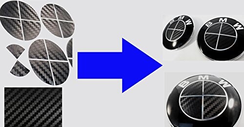 Black Carbon Fiber BMW Emblem Sticker Overlay Decal Vinyl Logo Badge ...