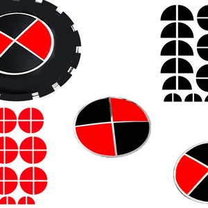 Matte Black & Red BMW Emblem Sticker Overlay Decal Vinyl Logo Badge ...