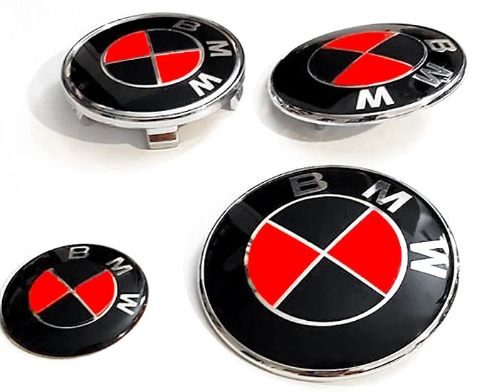 Matte Black & Red BMW Emblem Sticker Overlay Decal Vinyl Logo Badge ...