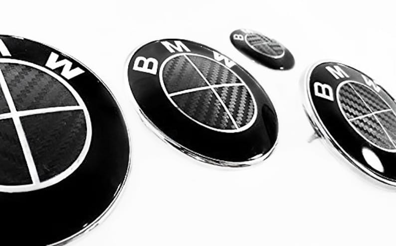 Black Carbon Fiber BMW Emblem Sticker Overlay Decal Vinyl Logo Badge ...