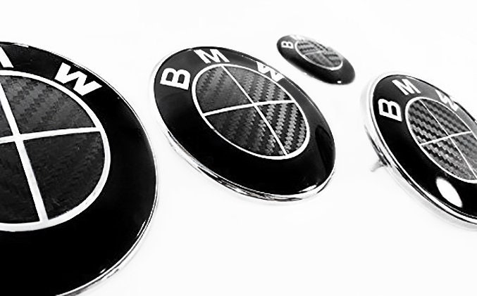 Black Carbon Fiber BMW Emblem Sticker Overlay Decal Vinyl Logo Badge ...