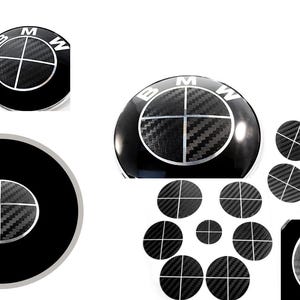 Black Carbon Fiber BMW Emblem Sticker Overlay Decal Vinyl Logo Badge ...