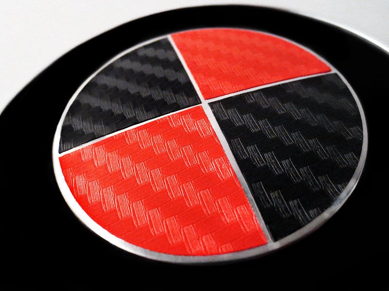 Black & Red Carbon Fiber BMW Emblem Sticker Overlay Decal Vinyl Logo ...