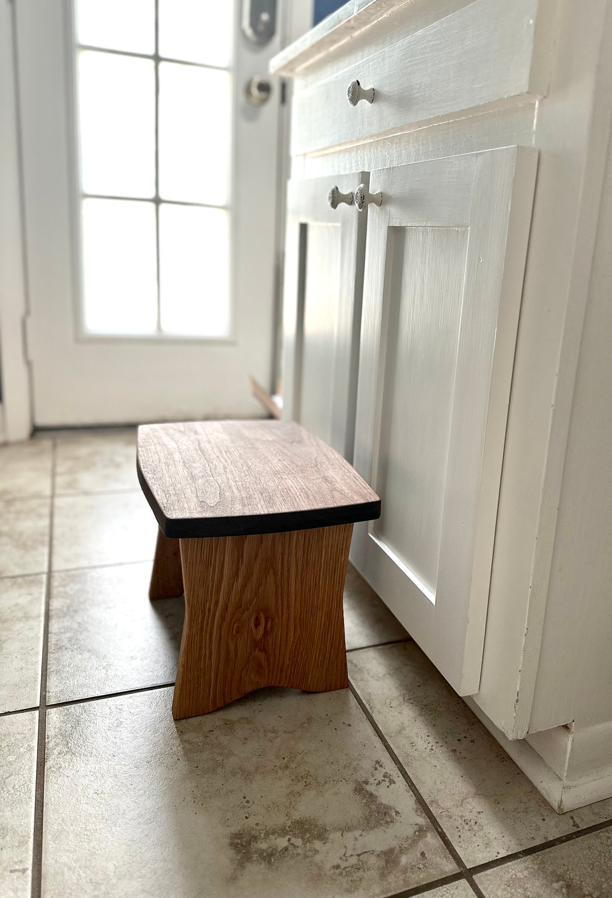 Solid Oak Step Stool Foot Stool Kitchen Stool Bench Plant Stand ...