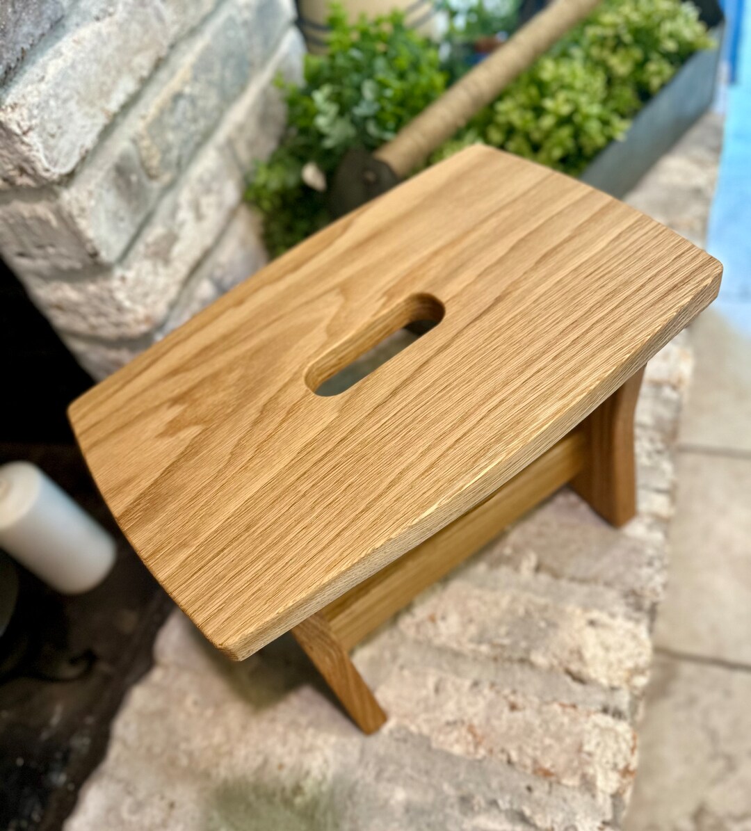 Solid Oak Step Stool W/ Handle – Foot Stool – Kitchen Stool – Bench ...