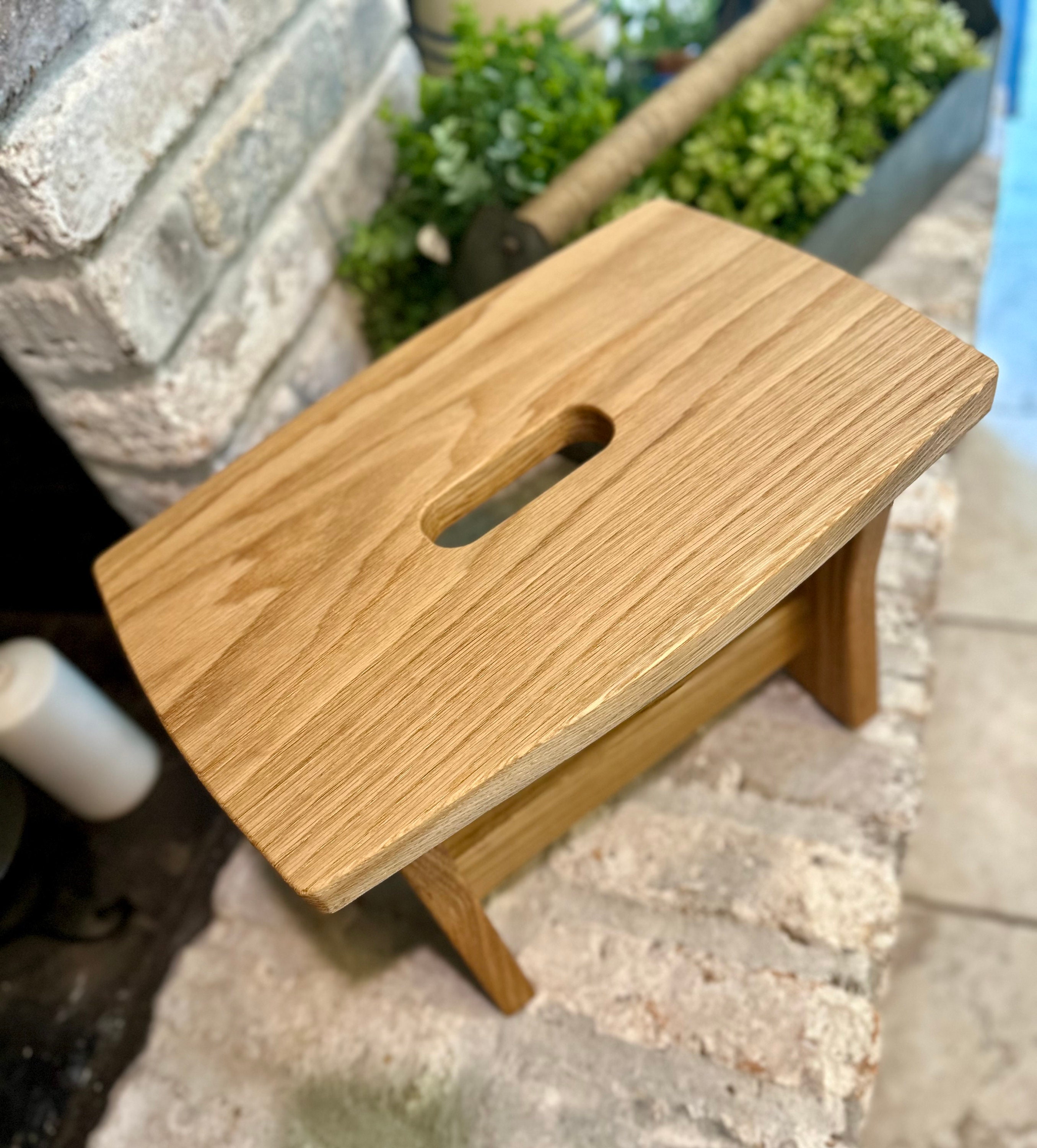 Solid Oak Step Stool W/ Handle – Wedding Gift – Foot Stool – Kitchen ...