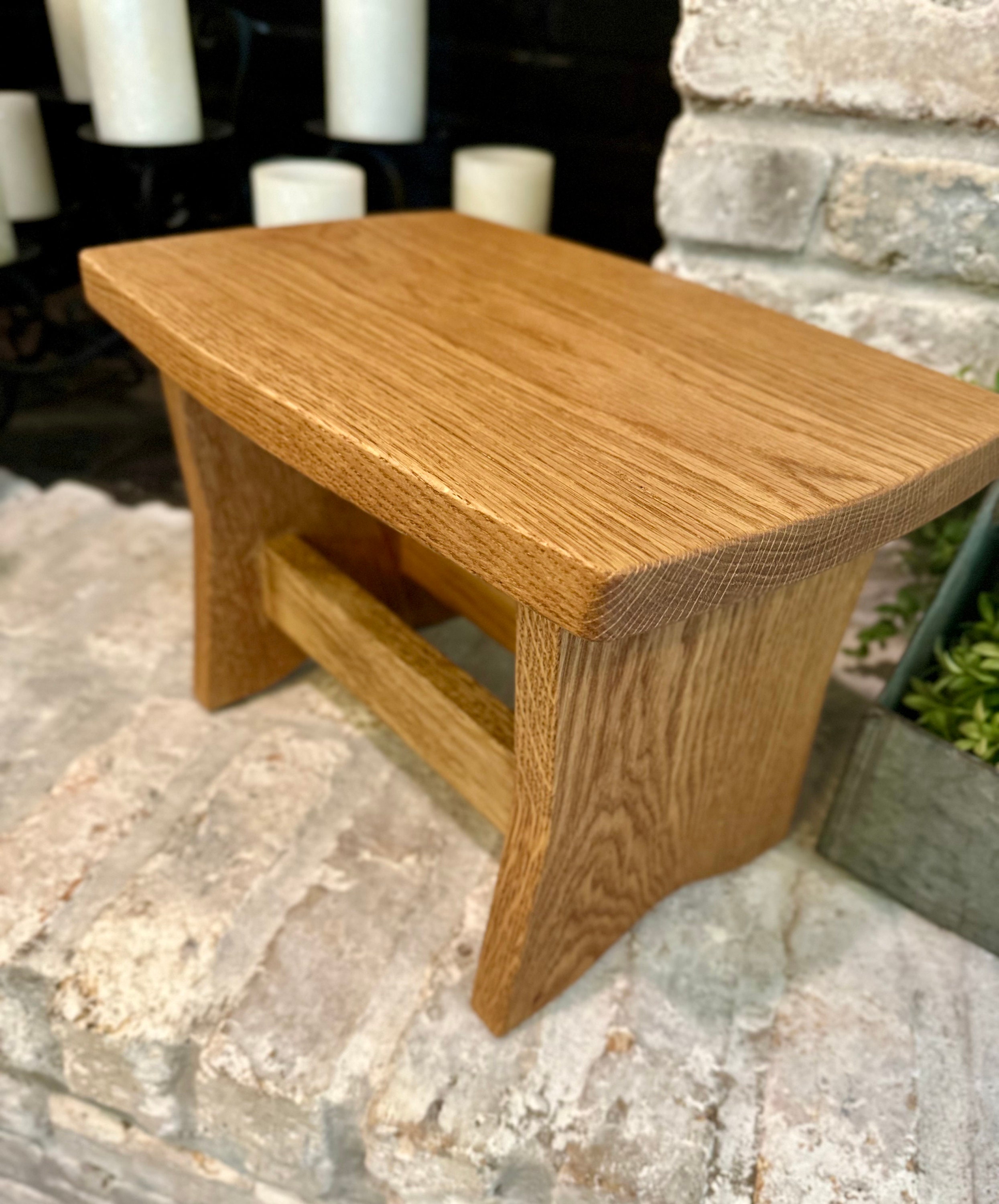 Solid Oak Step Stool Foot Stool Kitchen Stool Bench Plant Stand ...