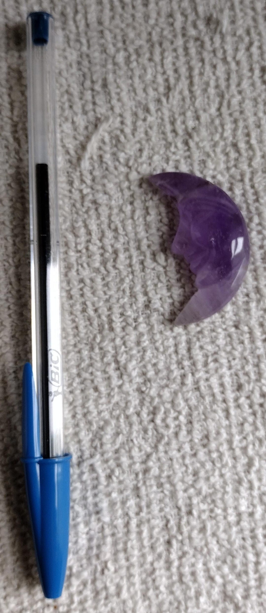 Purple Carved Crescent Moon With Human Face Stone Pendant - Etsy