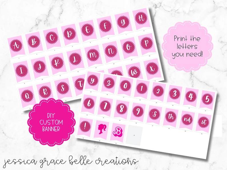 Barbie DIY Custom Printable Banner for Parties, Birthdays, Bachelorette ...