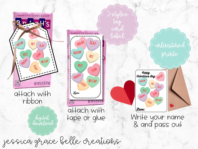 Gen Z Slang Conversation Heart Tag, Label & Valentine Cards - Etsy