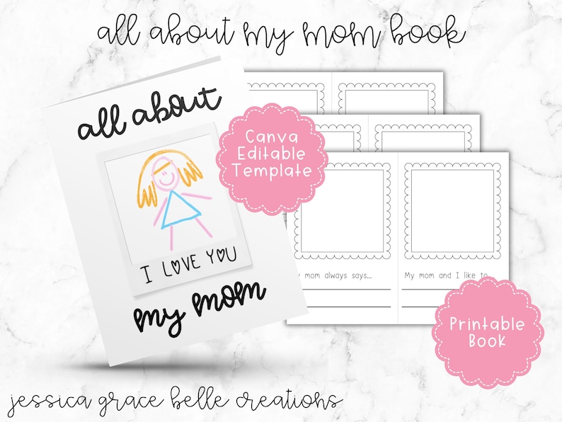 Mother's Day All About My Mom Printable Book Editable Canva Template - Etsy