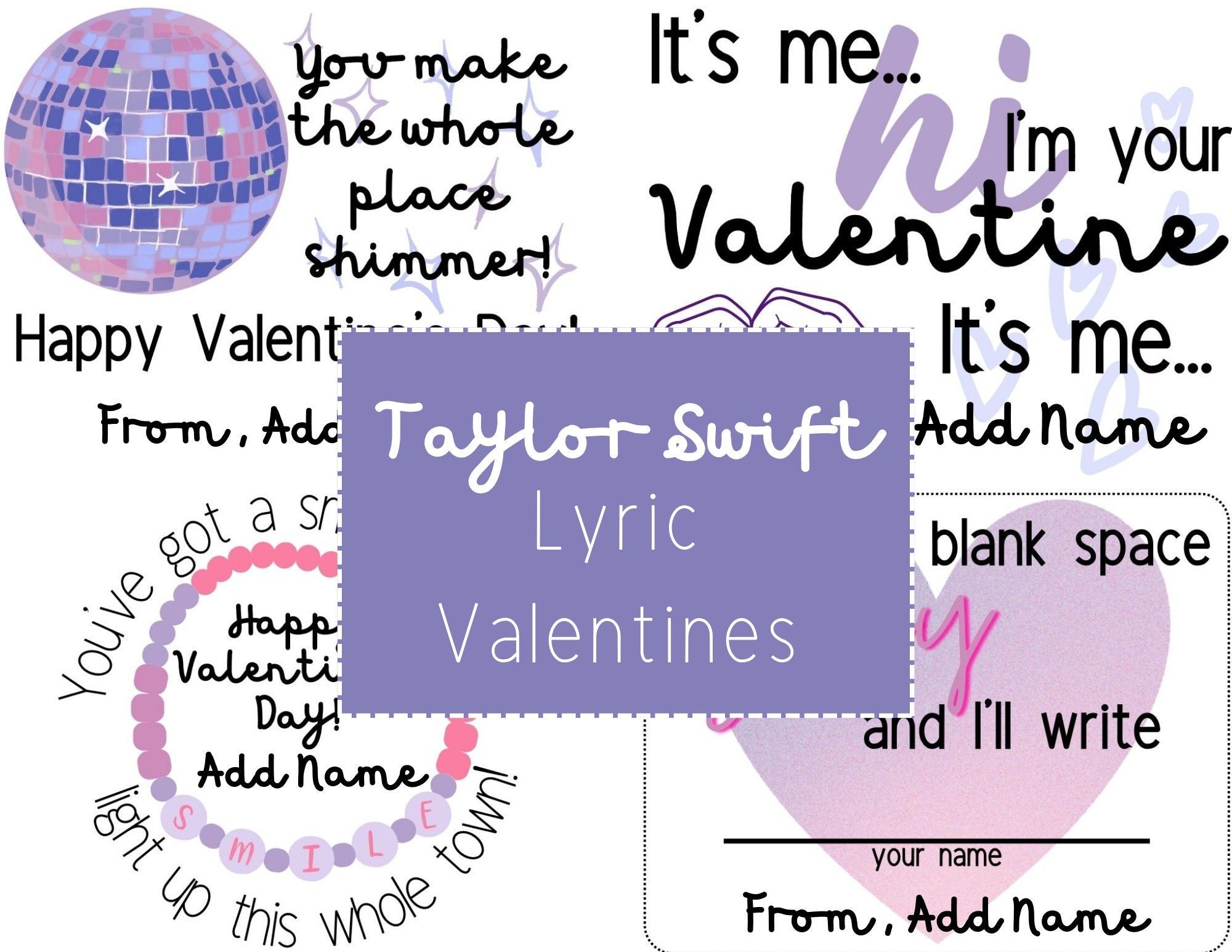 Taylor Swift Lyric Valentine Editable Printable Template - Etsy