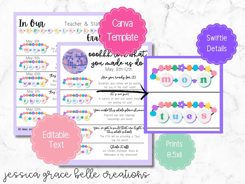 Editable Teacher Appreciation Week DIY Custom Template Taylor Swift ...