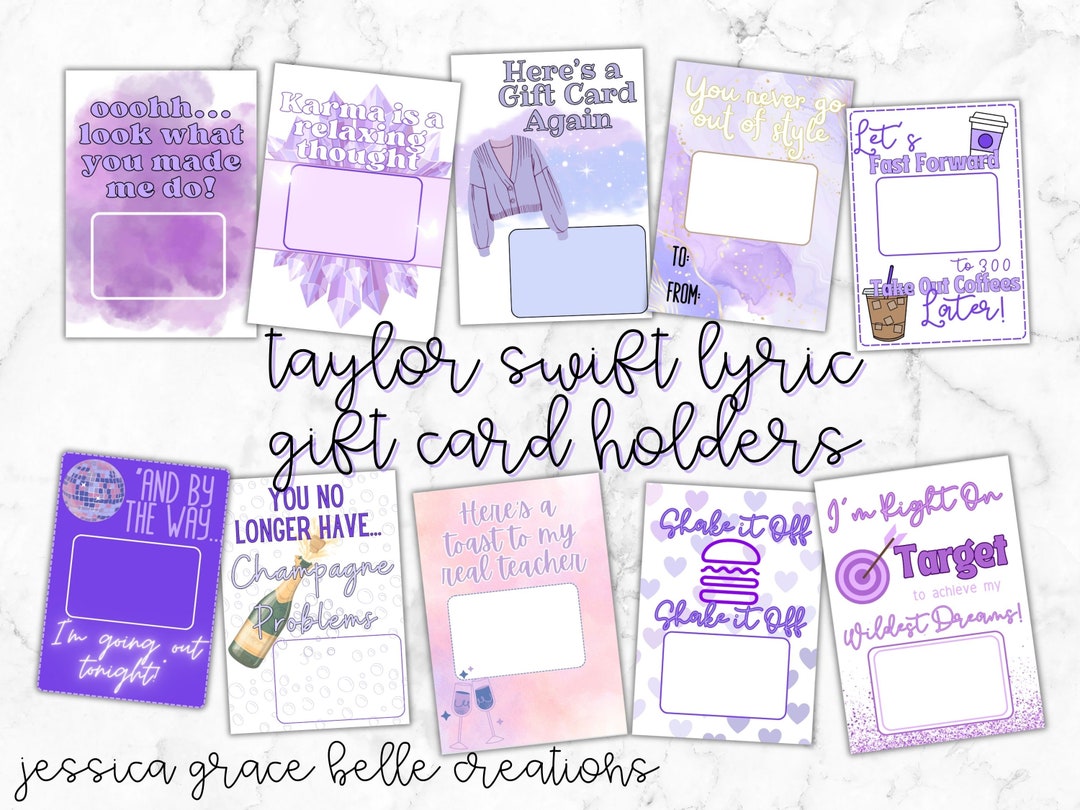 Taylor Swift Inspired Printable Gift Card Holders - Etsy