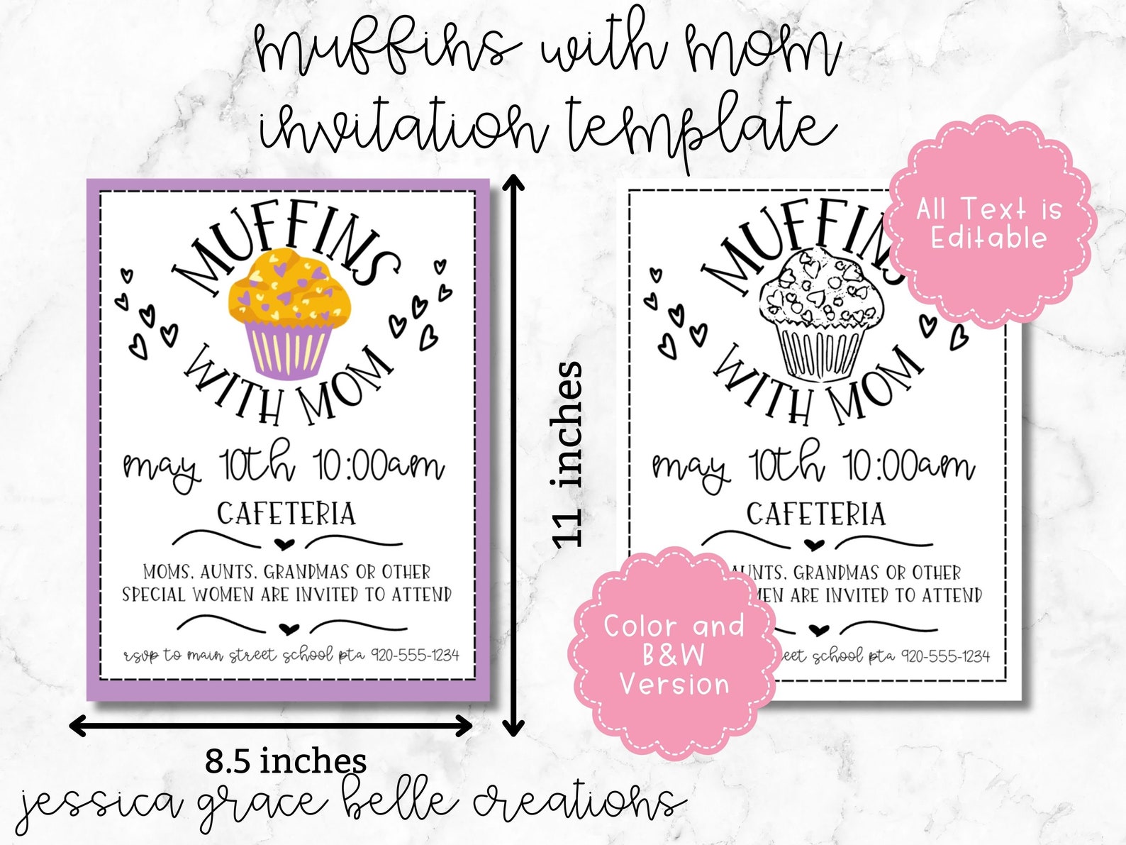 Muffins With Mom Invitation Editable Canva Template - Etsy