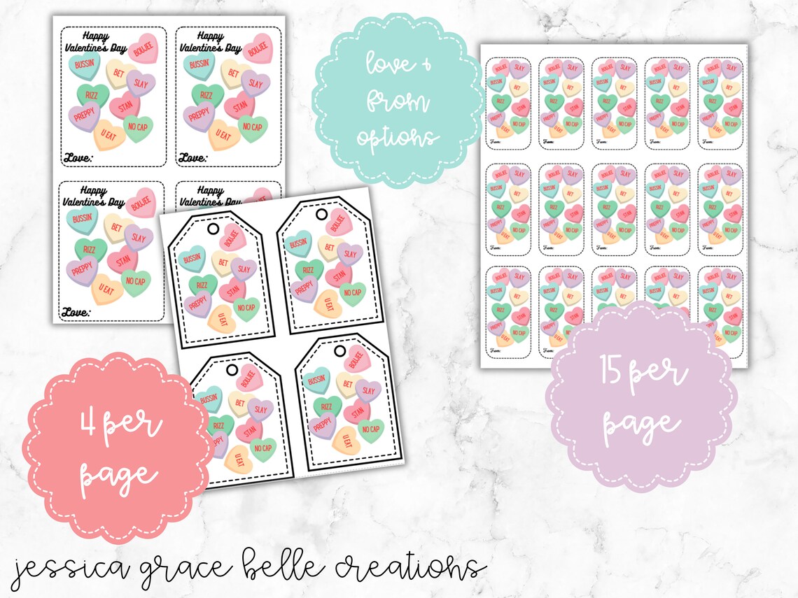 Gen Z Slang Conversation Heart Tag, Label & Valentine Cards - Etsy